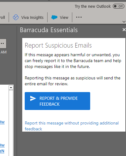 Barracuda Essentials Outlook Add-In – New Mexico Finance Authority