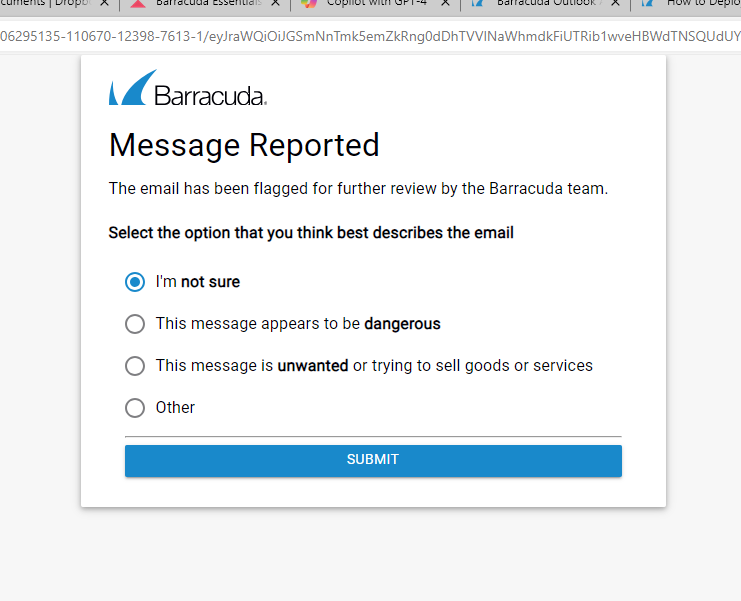 Barracuda Essentials Outlook Add-In – New Mexico Finance Authority